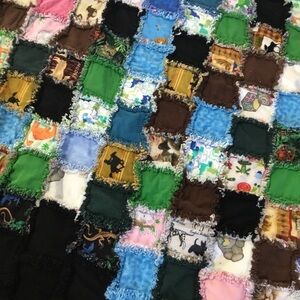 Handmade | Bedding | Handmade Colorful Patchwork Rag Quilt Aprox 5x5 ...